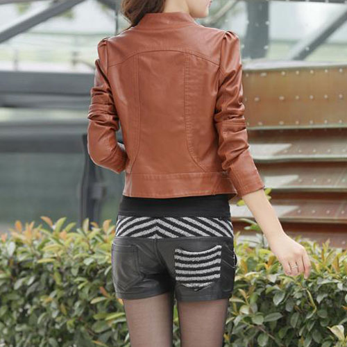 Fashion Slim Short Zipper Leather Motorcycle Jacket Coat [ghyxh36364 ...