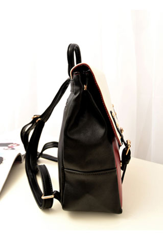 Vintage British Style Contrast Color Strip Buckle Backpack [ghyxh320602 ...
