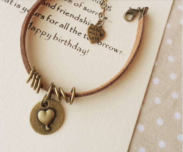 Retro Leather Handmade Having Two Layers Heart Bracelet on Luulla